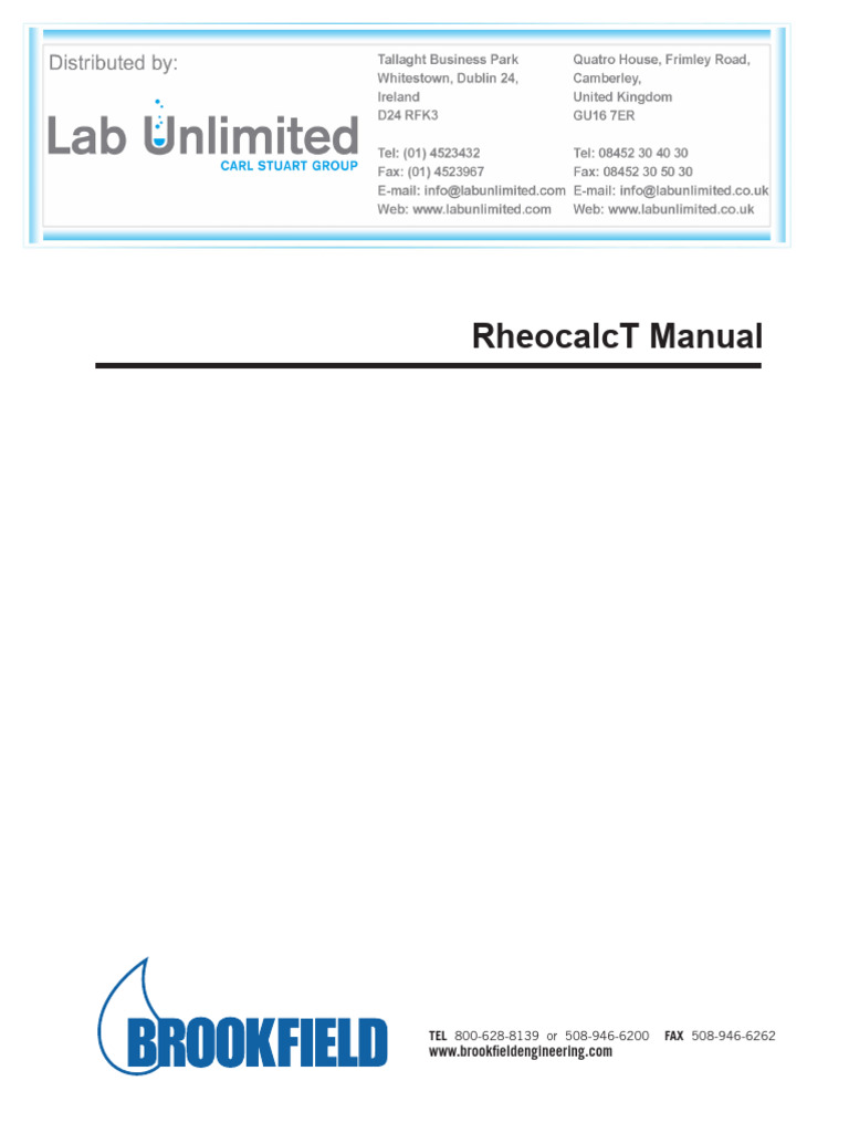 Rheocalc T Manual | PDF