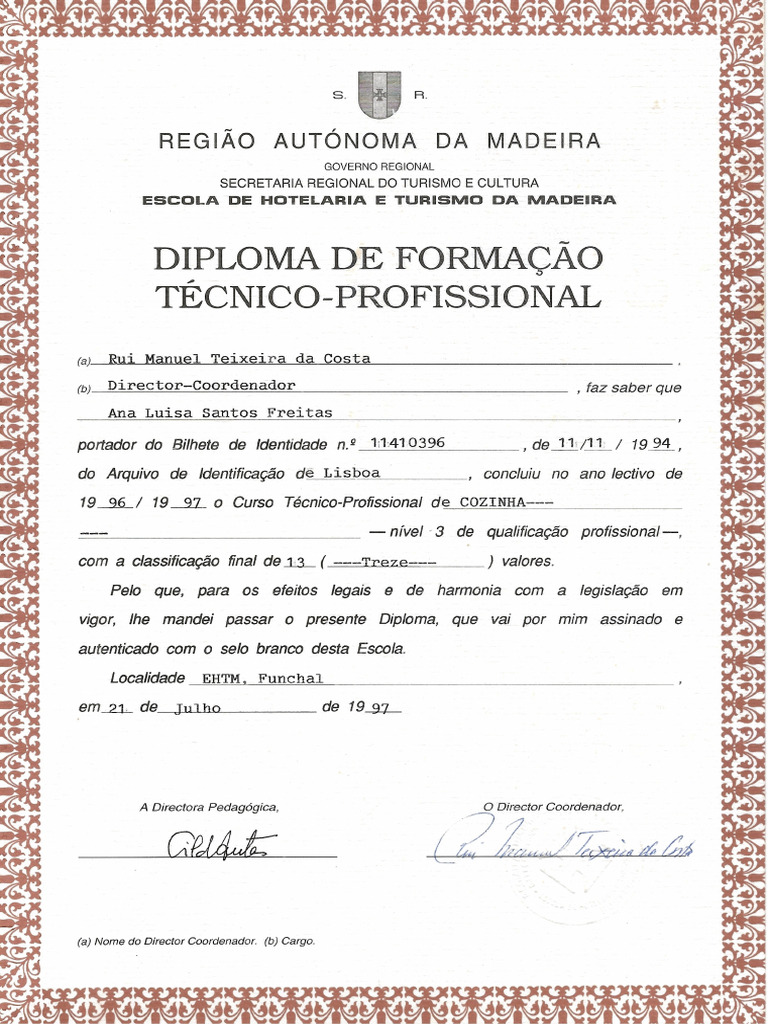 Diploma de Formação Técnico-Profissional | PDF
