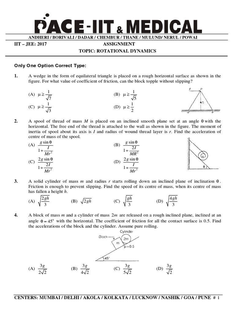 Assignment - Rotational Dynamics | PDF