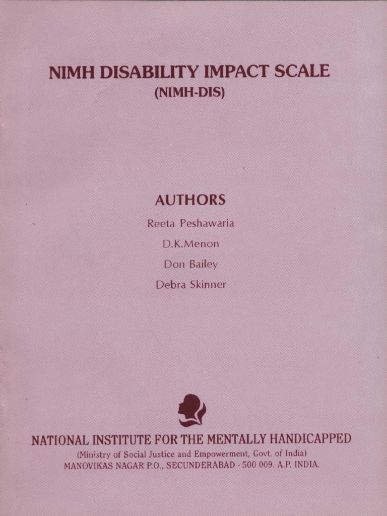 NIMH Disability Impact Scale Overview | PDF | Family | Intellectual ...