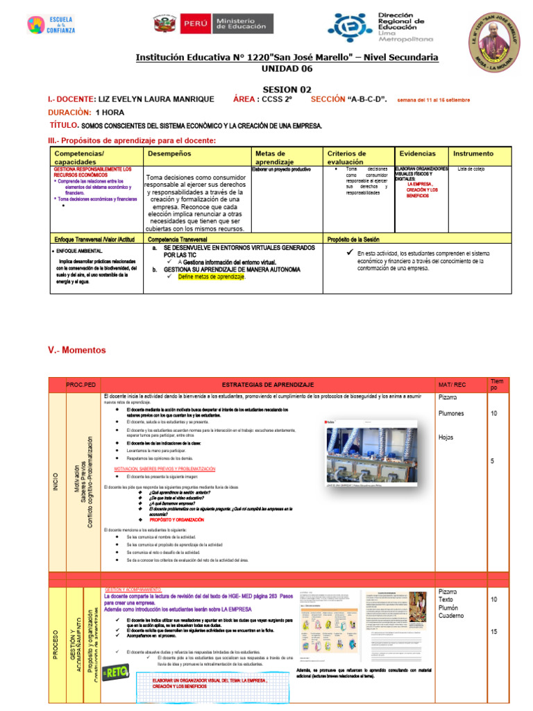 Sesion 2 CCSS Empresas | PDF | Evaluación | Aprendizaje