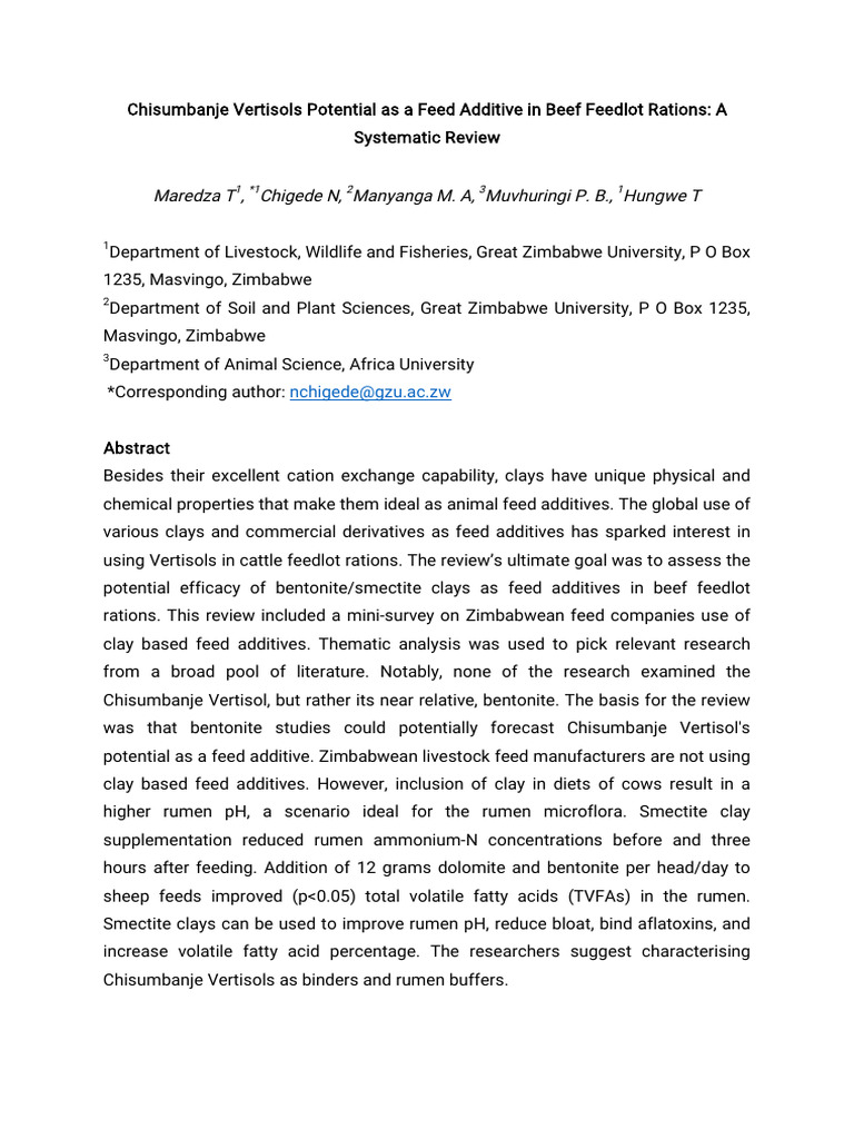 A1. Maredza_Chisumbanje Vertisols | PDF | Cattle | Clay