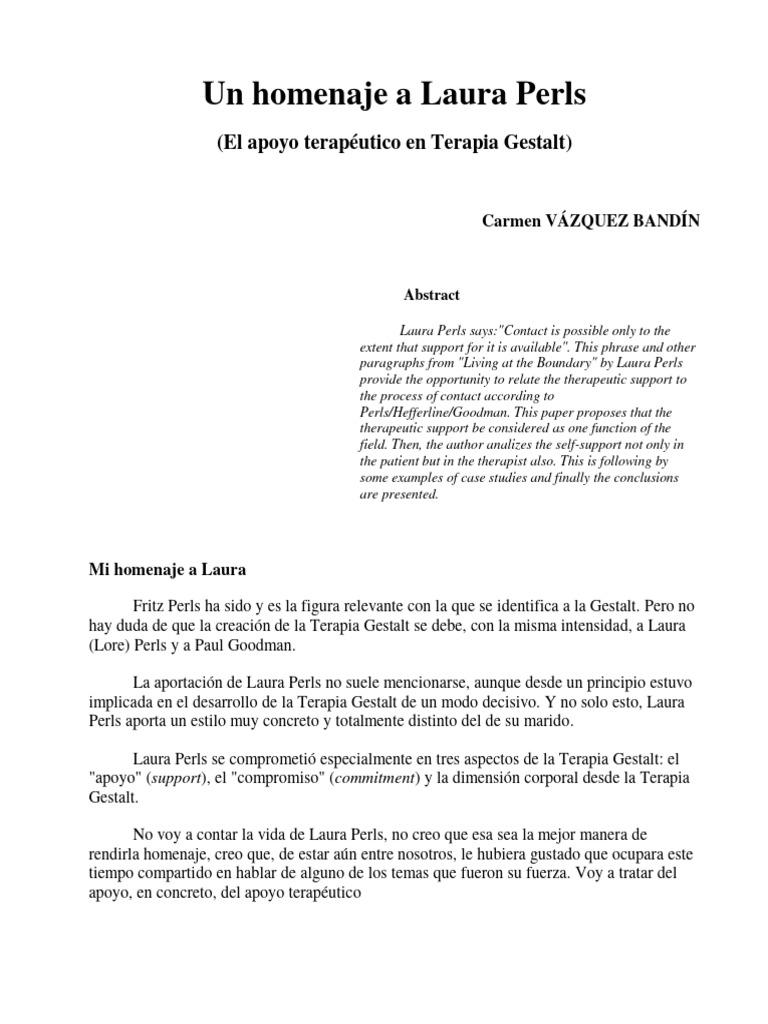 Carmen Vazquez - Un Homenaje A Laura Perls | PDF | Filosofía ...