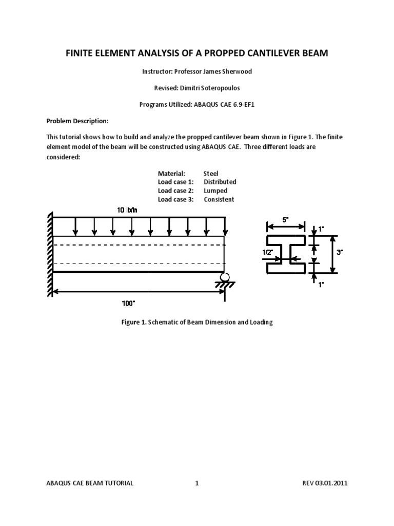 Propped Cantilever Beam Tutorial Abaqus Final | PDF | Directory ...
