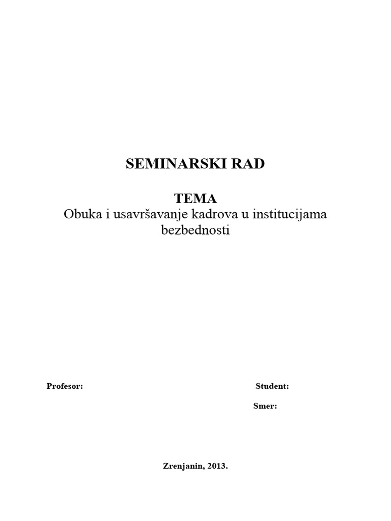 Obuka I Usavrsavanje Kadrova U Institucijama Bezbednosti | PDF