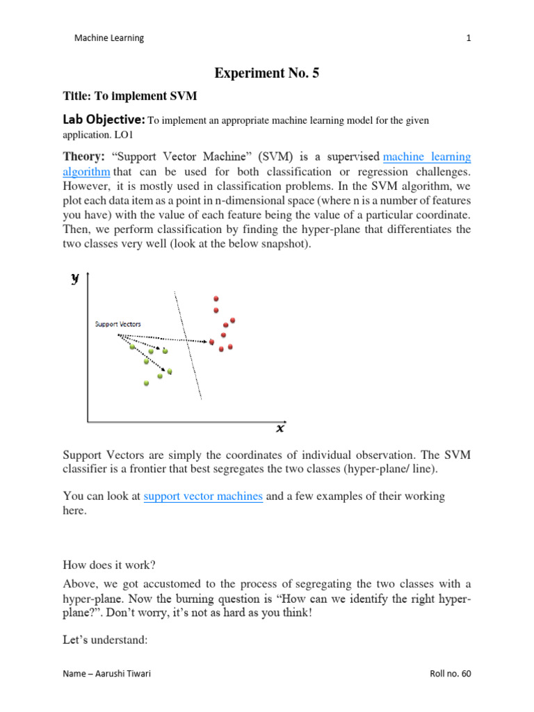 Exp 5 | PDF | Support Vector Machine | Machine Learning