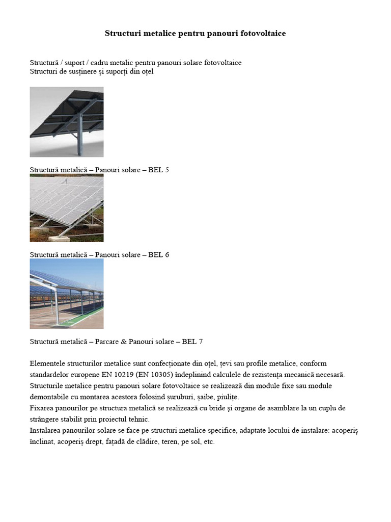 2 - Structuri Metalice Pentru Panouri Fotovoltaice | PDF