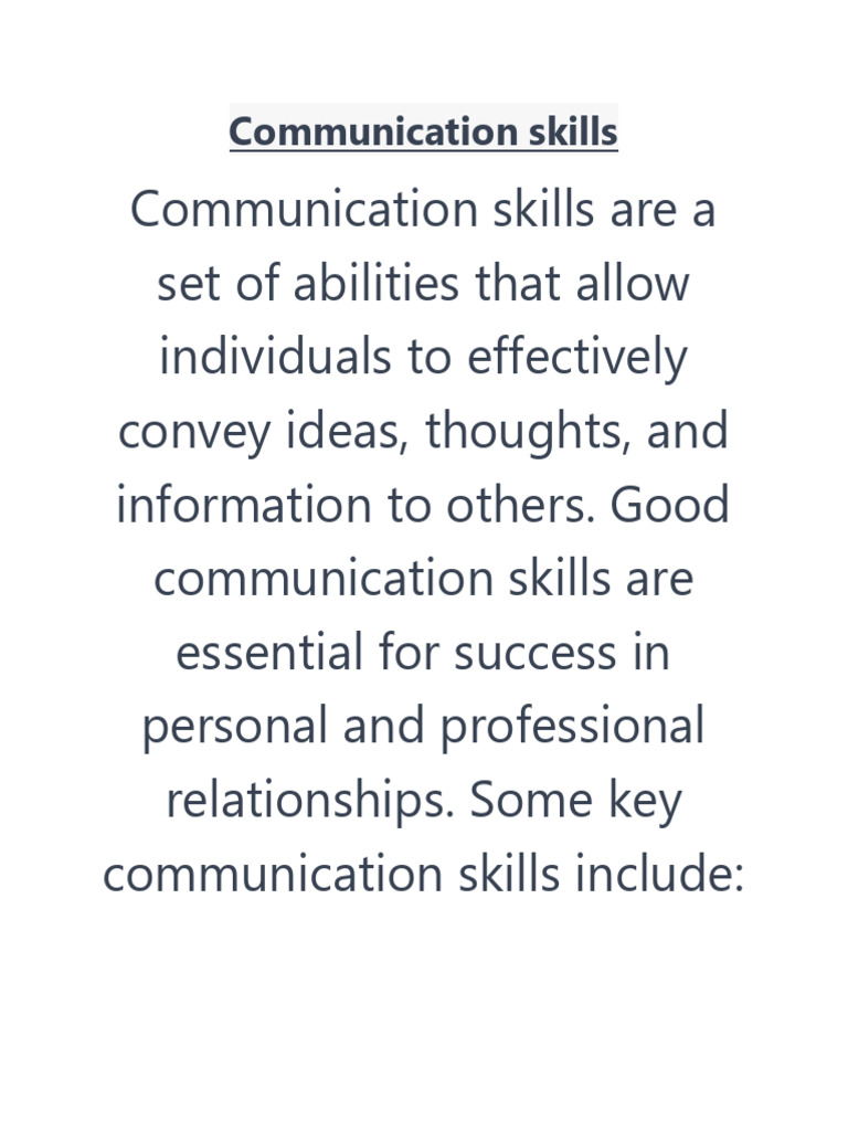 Communication Skills Pdf Communication Cognitive Science