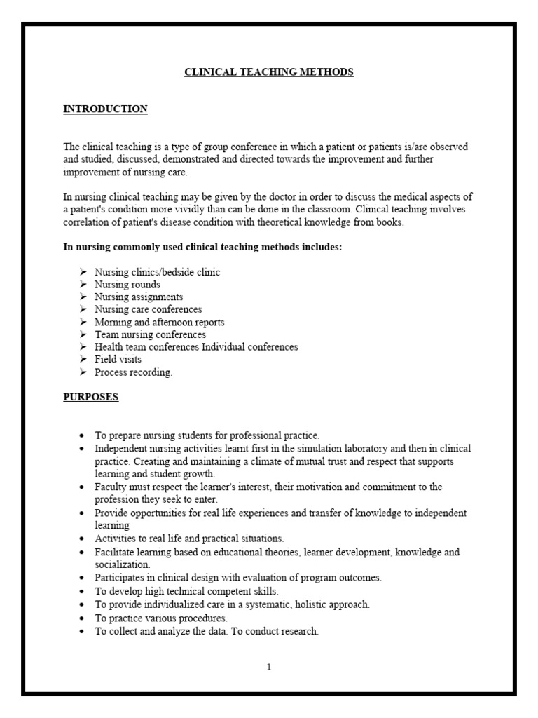 1.clinical Teaching Methods Mokshitha | PDF | Nursing | Learning