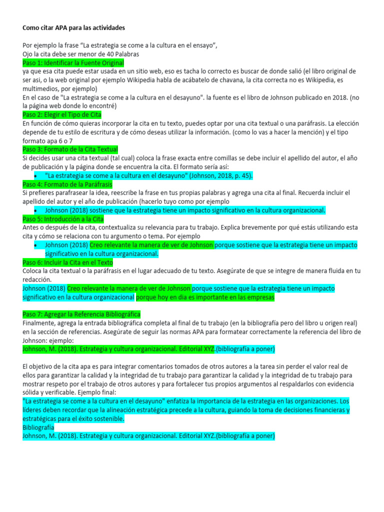 Como Citar APA para Las Actividades | PDF | Estilo apa | Bibliografía