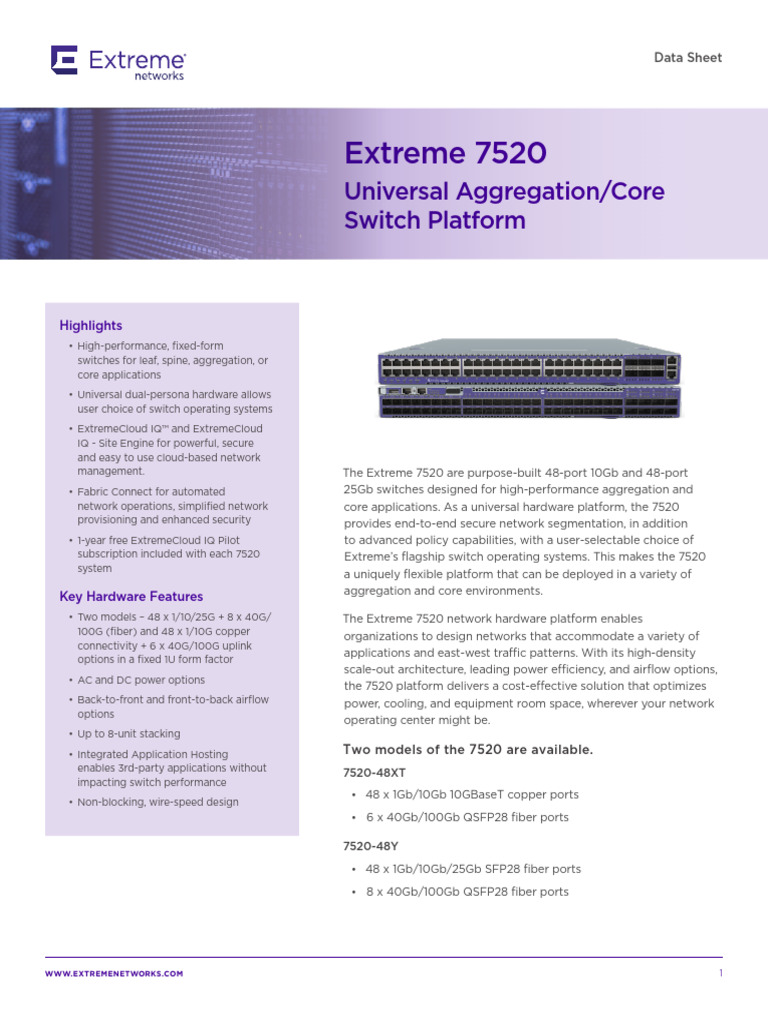 7520 Universal Hardware DS - v6 | PDF | Network Switch | Alternating ...