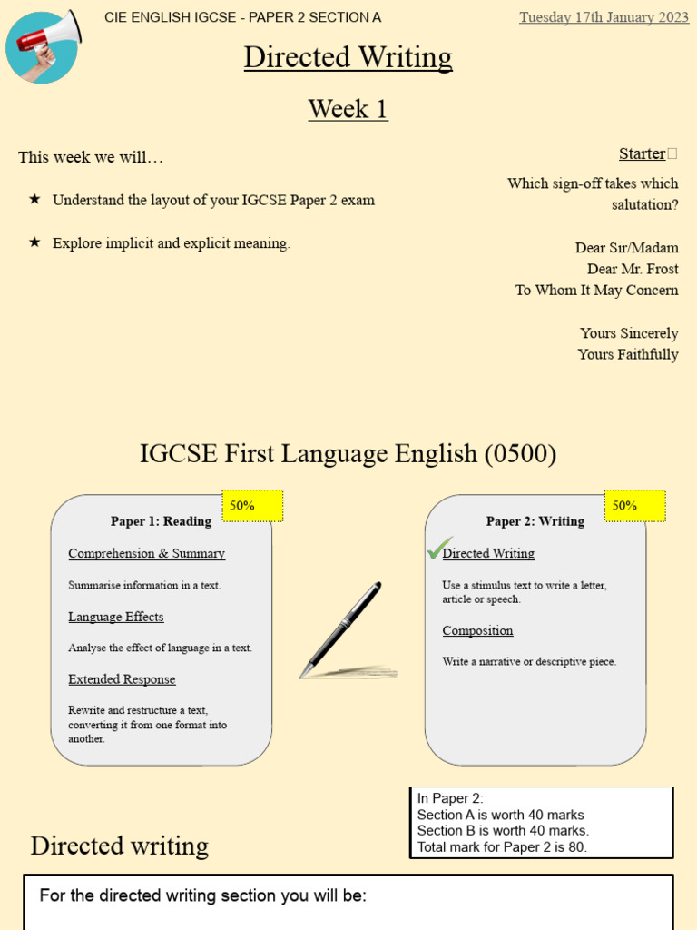Directed Writing Lesson Plan Pdf Cognitive Science Communication