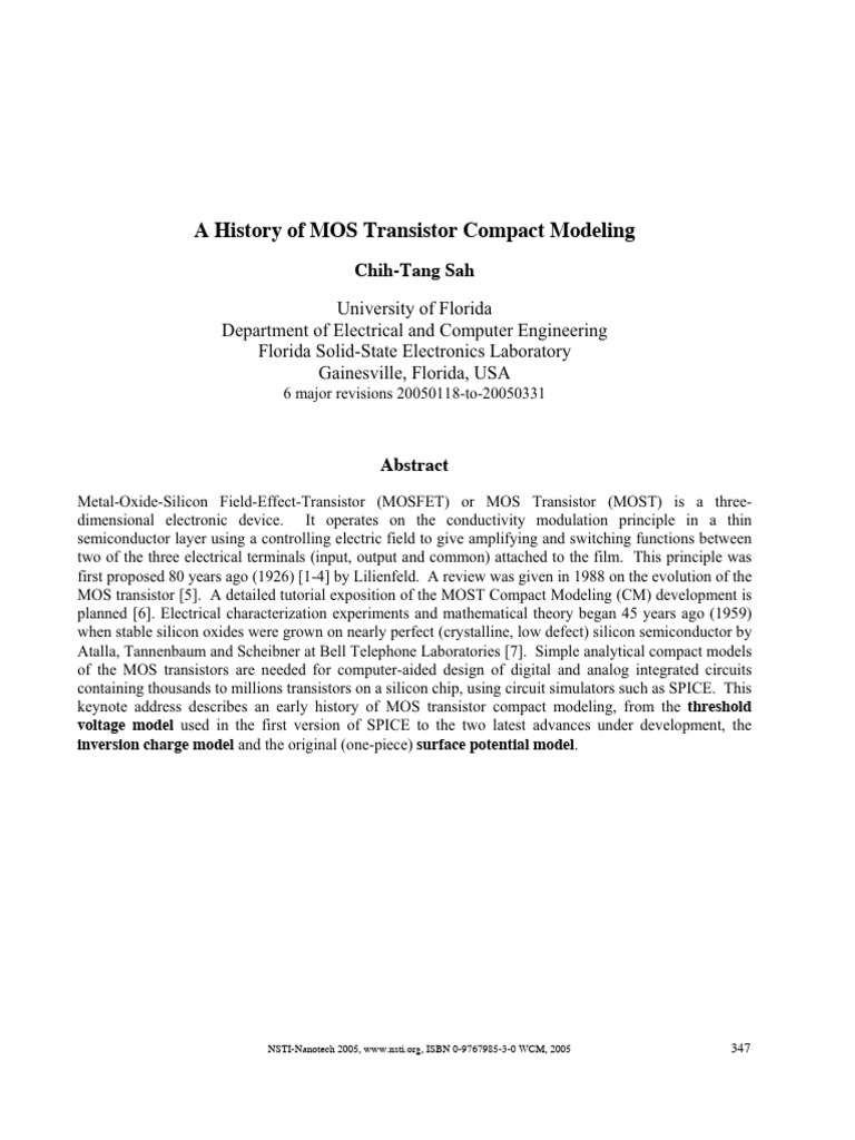 MOS Transistor Modeling History | PDF | Science & Mathematics | Computers