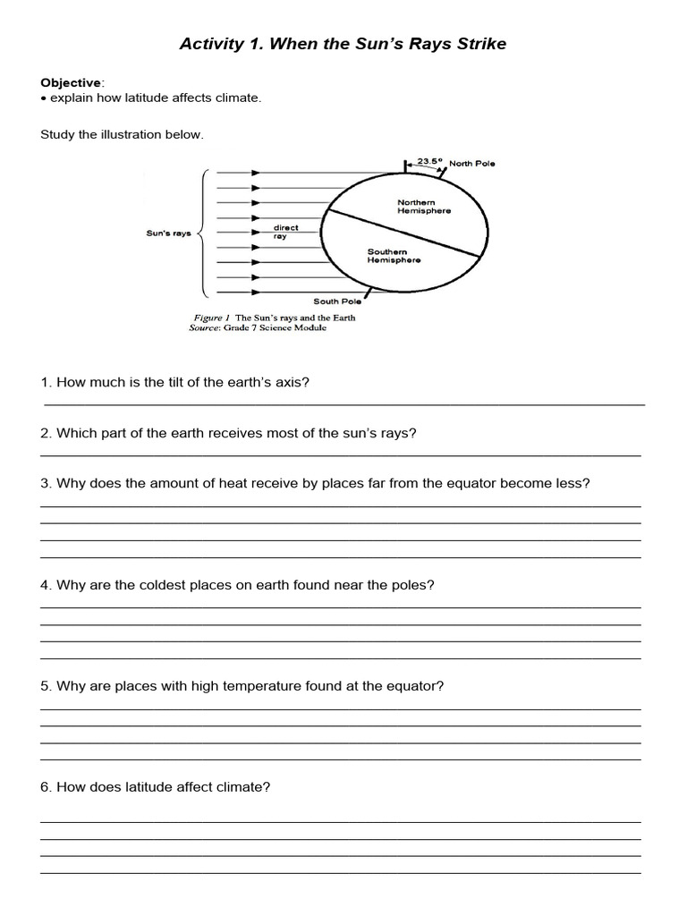 Activity 1- When the Sun Rays Strike | PDF