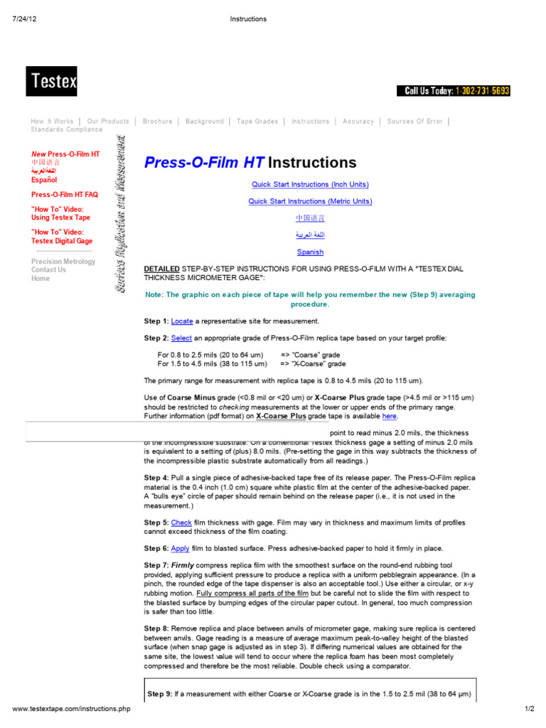 Press-O-Film HT Instructions | PDF