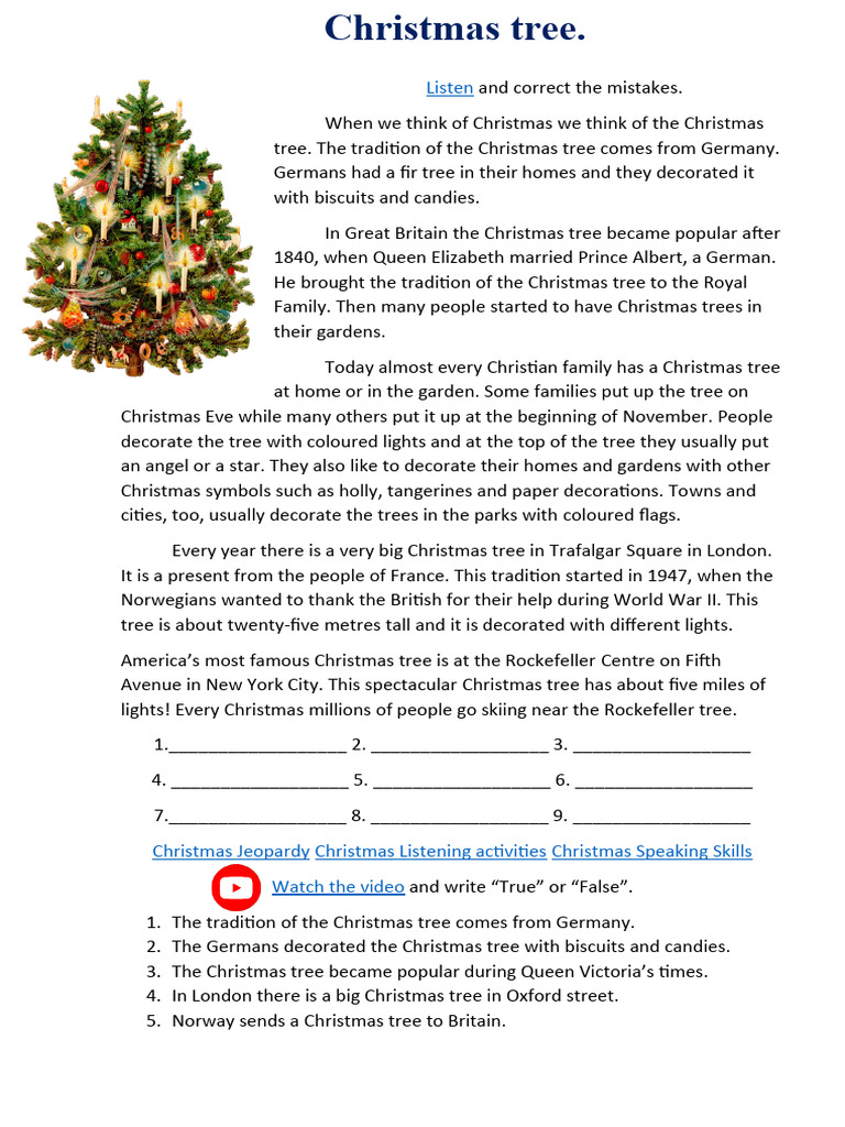 Christmas Tree - History and Traditions - Listening | PDF | Christmas ...