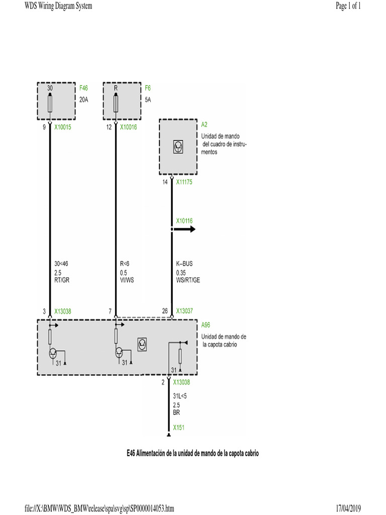 BMW M3 E46 Cabrio 32 6S 4 2002 Esquema Capota Con Ubicacion y Modulo de CVM Modulo de Capota | PDF