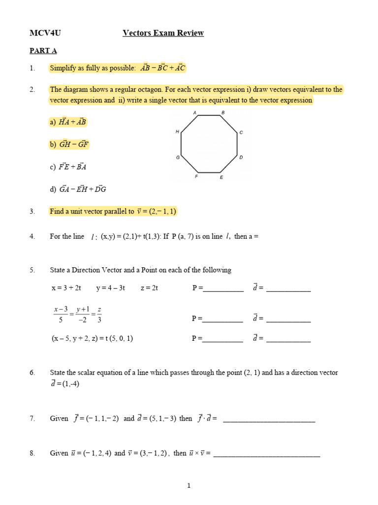 Unit 8 Vectors Exam Review. demo | PDF | Euclidean Vector | Force