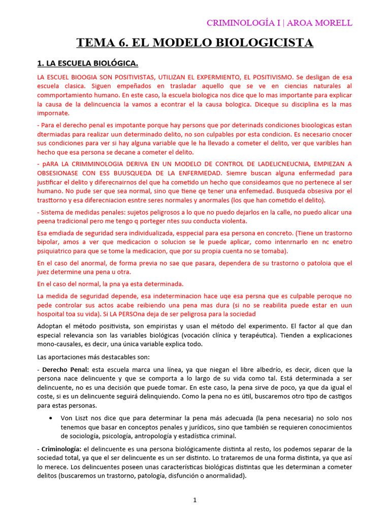tema 6. el modelo biologicista | PDF | Las emociones | Derecho penal