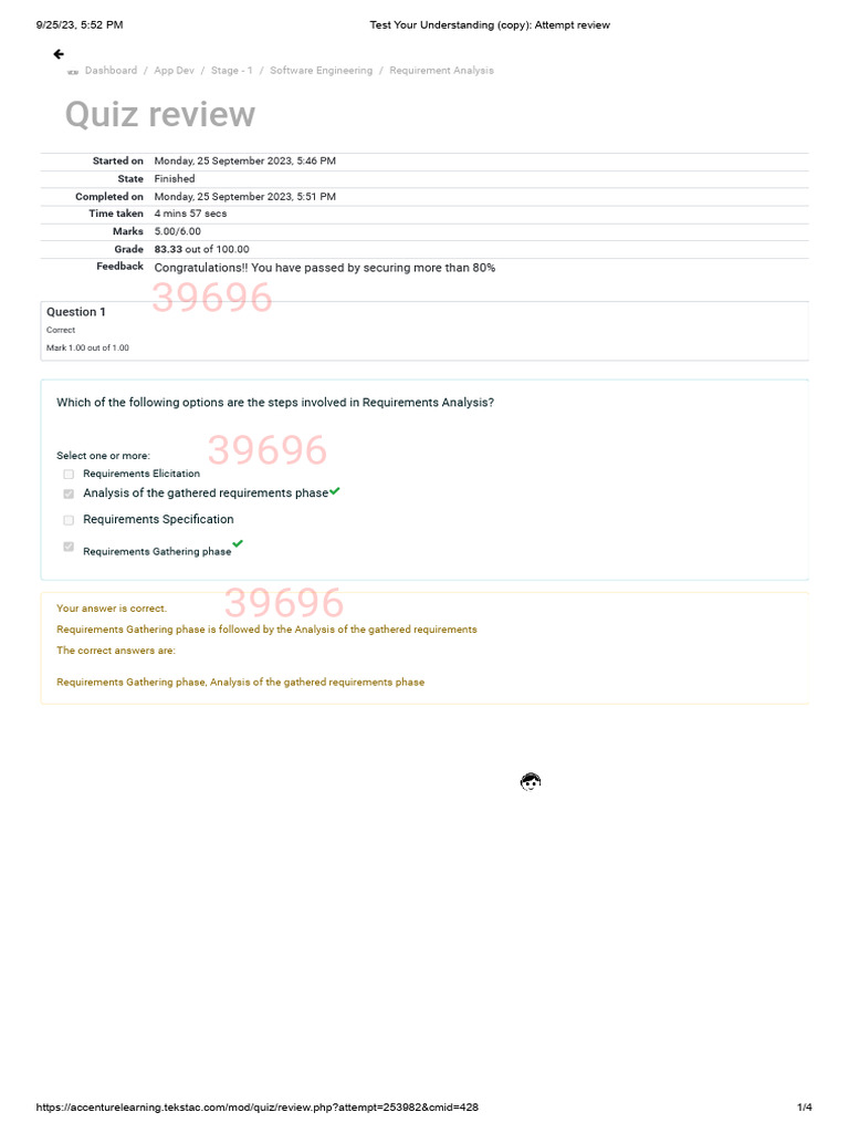 Quiz Review: Requirements Analysis Insights | PDF | User Interface ...