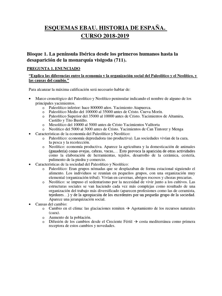 Esquemas Historia de España 2º Bachillerato | PDF