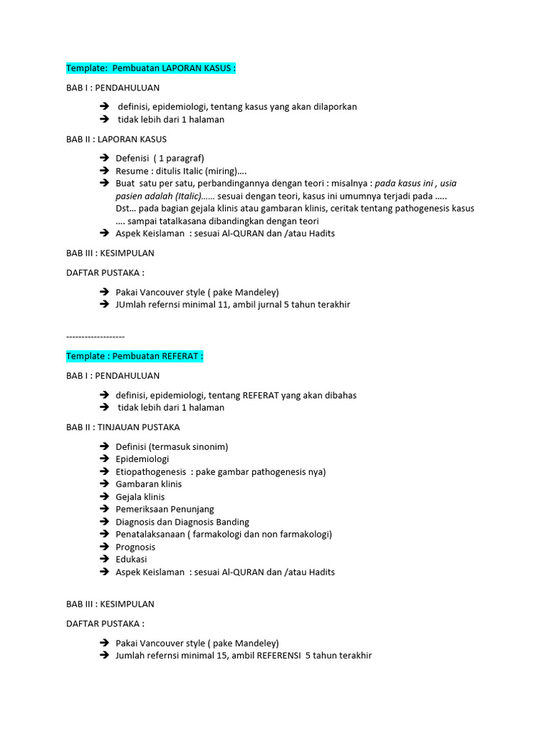 Template Pembuatan Lapsus Dan Referat Pdf
