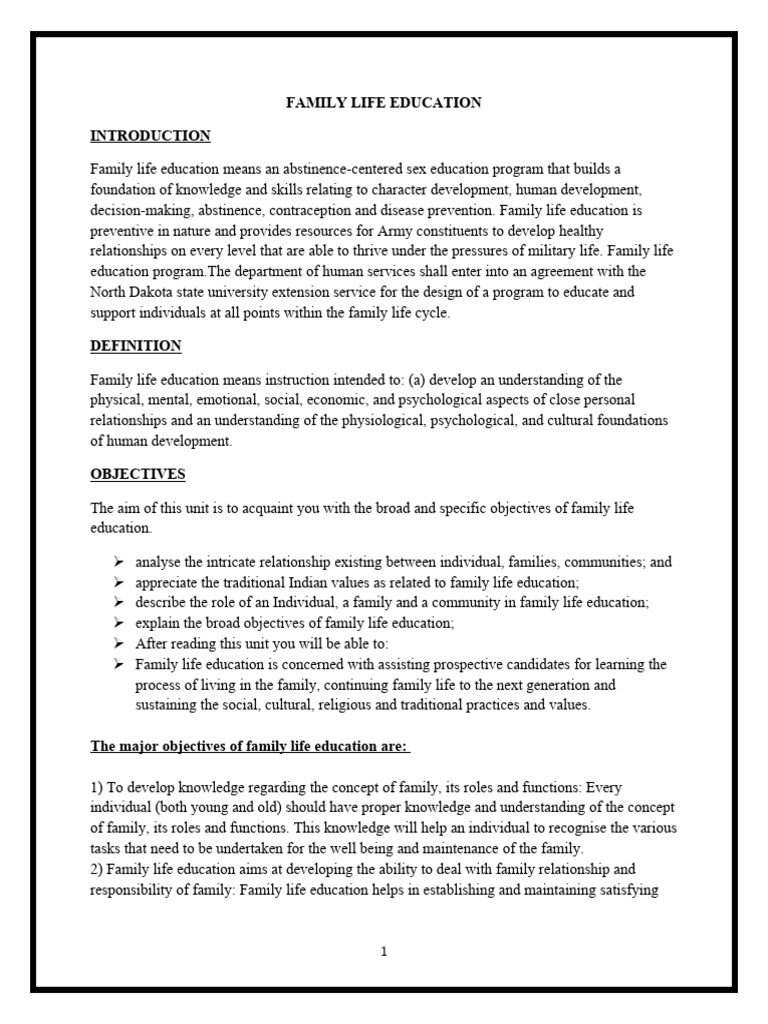 9.family Life Education | PDF | Family | Parenting