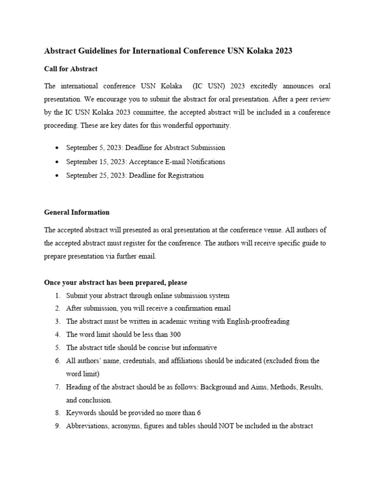 Abstract Guidelines For International Conference | PDF