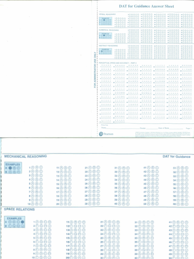 DAT Answer Booklet | PDF
