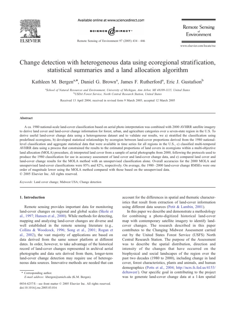 Change Detection With Heterogeneous Data Using Ecoregional Stratification | PDF | Science ...