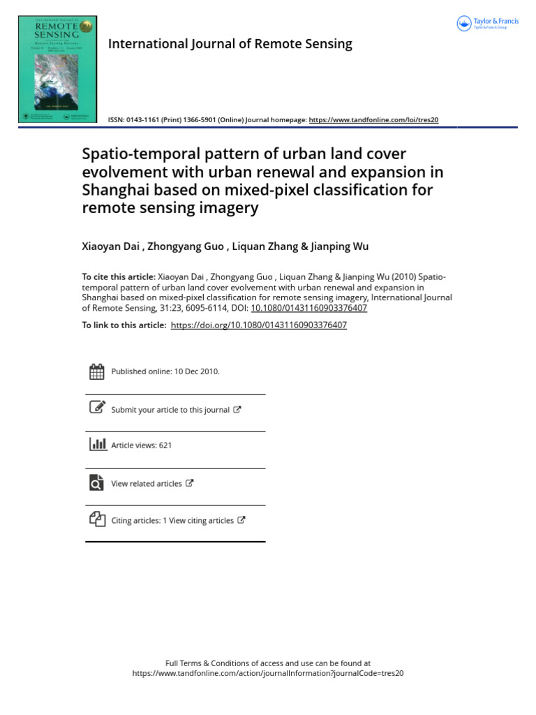 Spatio Temporal Pattern Of Urban Land Cover Evolvement With Urban