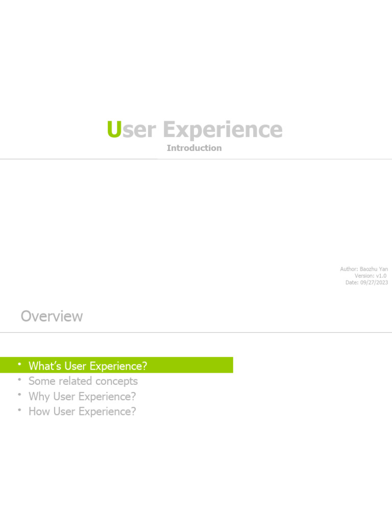 The Introduction of User Experience (By Baozhu) | PDF
