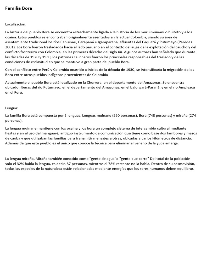 Historia y cultura del pueblo Bora | PDF