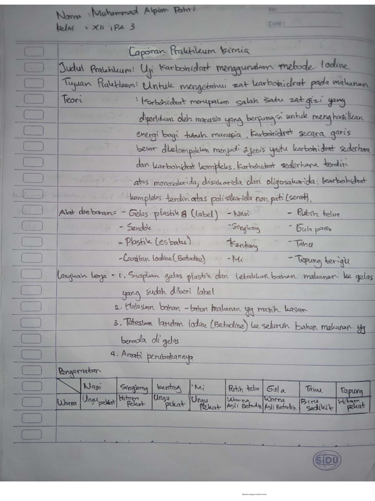 Laporan Uji Karbohidrat Menggunakan Metode Iodine | PDF
