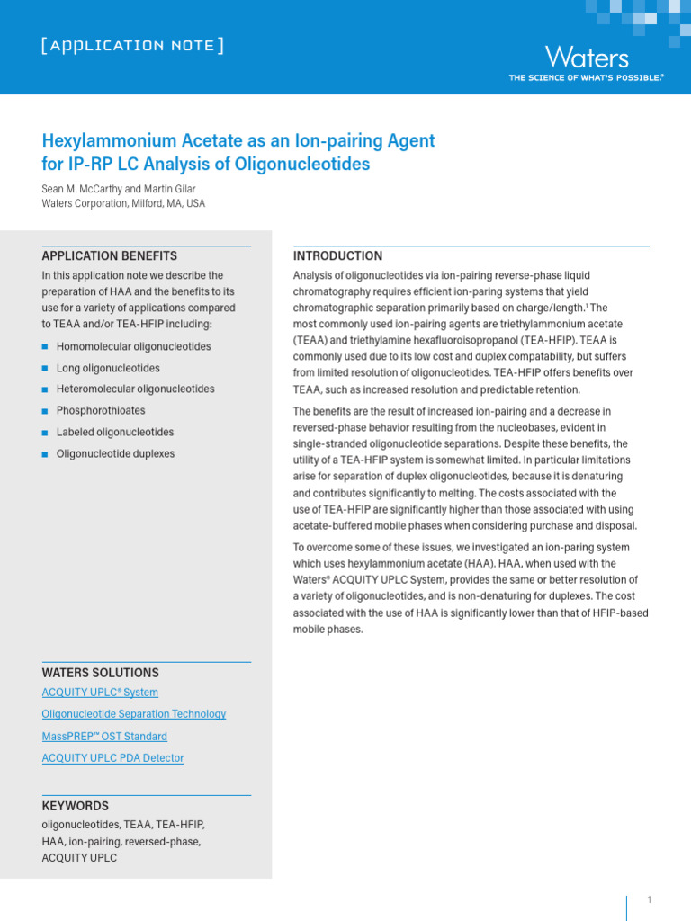 McCarthy & Gilar - Waters Application Note | PDF | High Performance ...