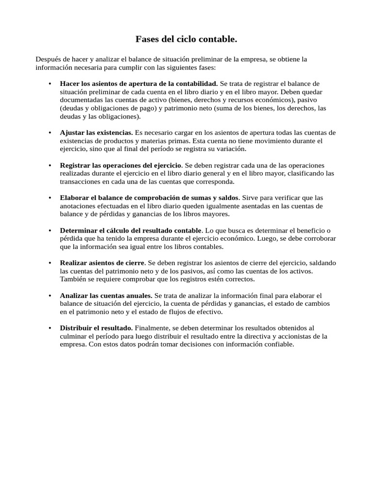 Fases Del Ciclo Contable | PDF | Contabilidad | Hoja de balance