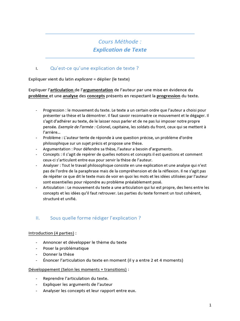 Cours Methode - Explication de Texte | Download Free PDF | Méthode ...