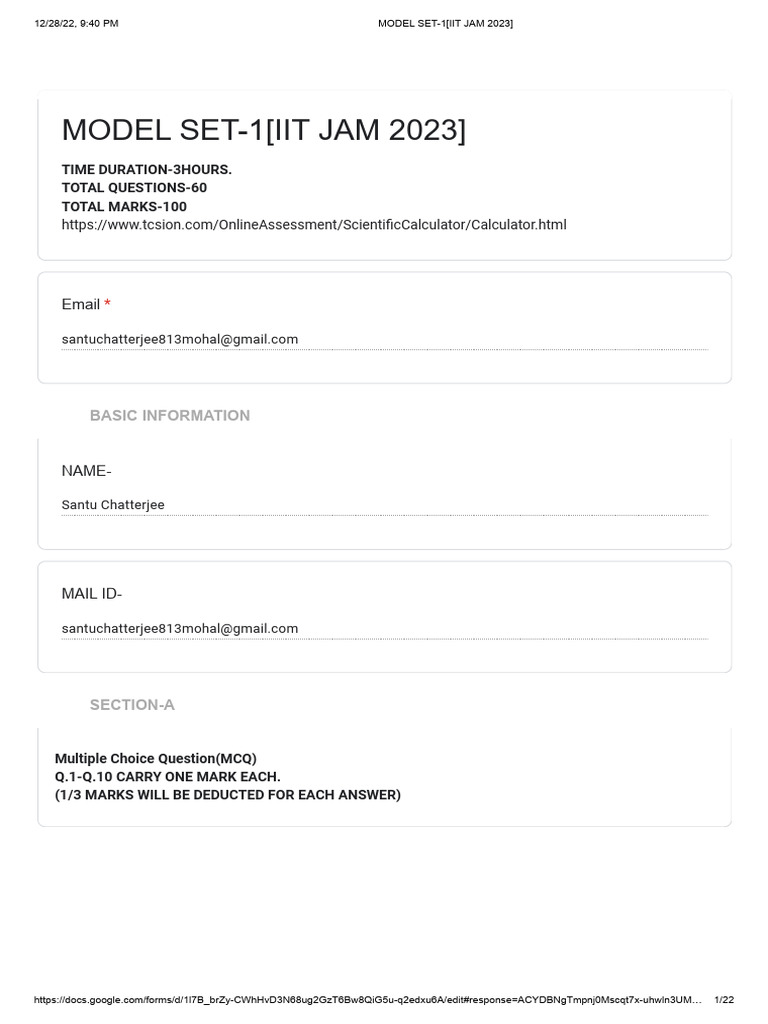 IIT JAM 2023 Model Question Set 1 | PDF | Minerals | Fault (Geology)