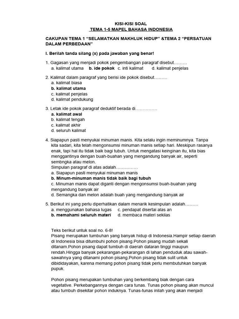 Sem1 Bahasa Indonesia Tema 1 SD 5 | PDF