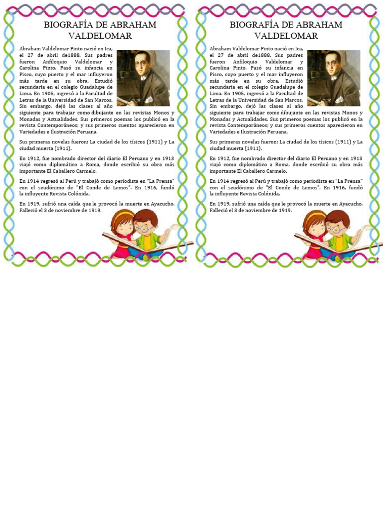 Biografía de Abraham Valdelomar | PDF | Literatura latinoamericana ...