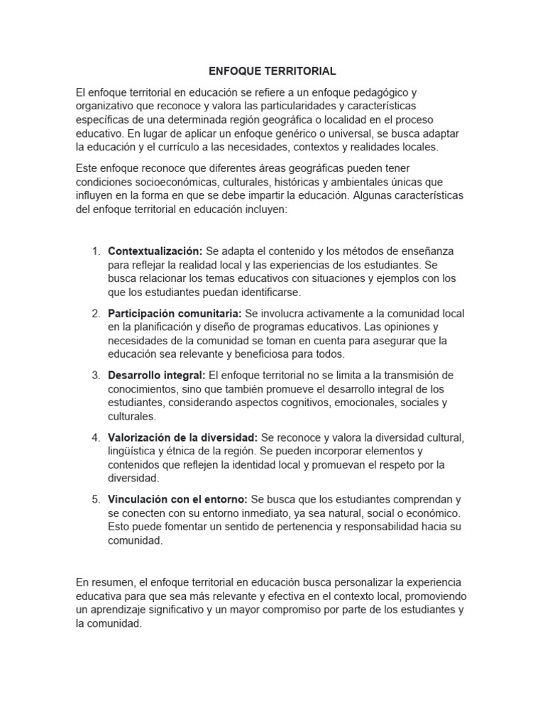 Enfoque Territorial | PDF