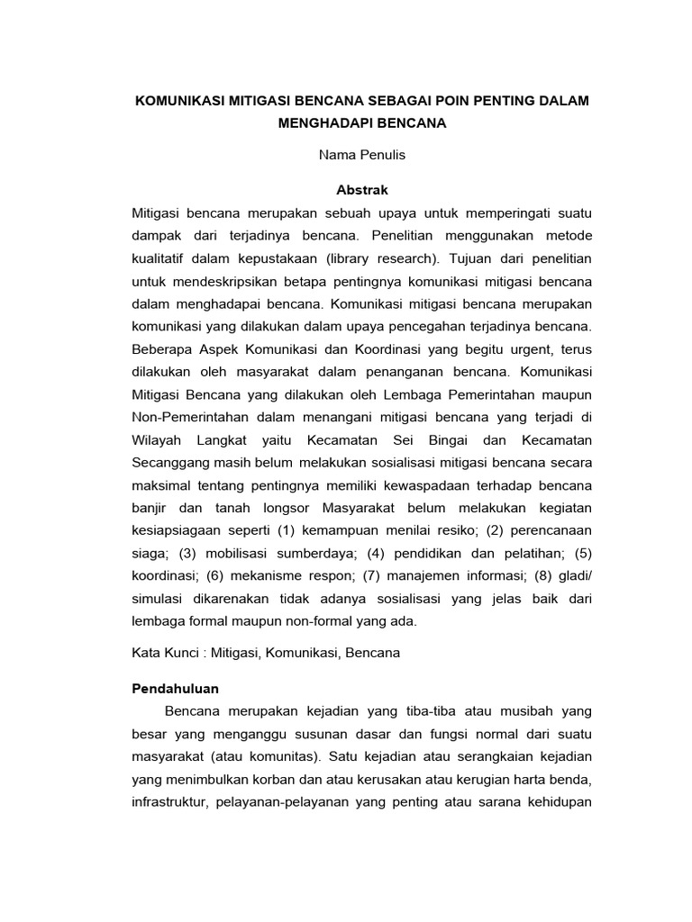 Komunikasi Mitigasi Bencana Sebagai Poin Penting Dalam Menghadapi ... Komunikasi Mitigasi Bencana Sebagai Poin Penting Dalam Menghadapi ...