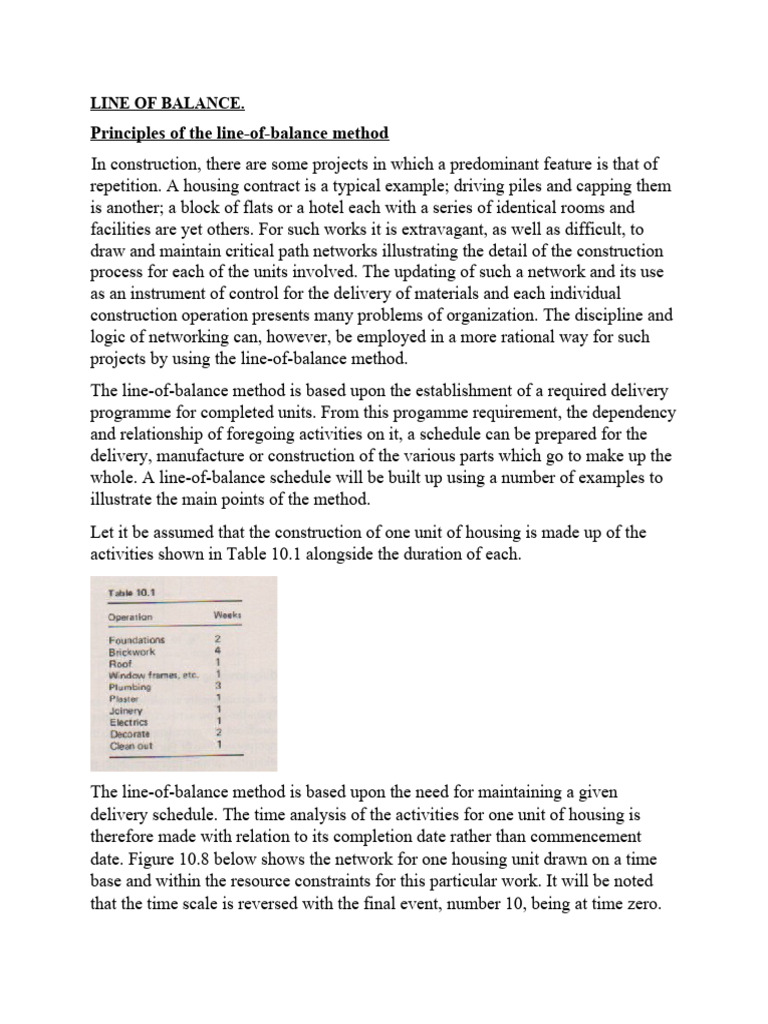 LINE OF BALANCE Notes | PDF | Applied Mathematics