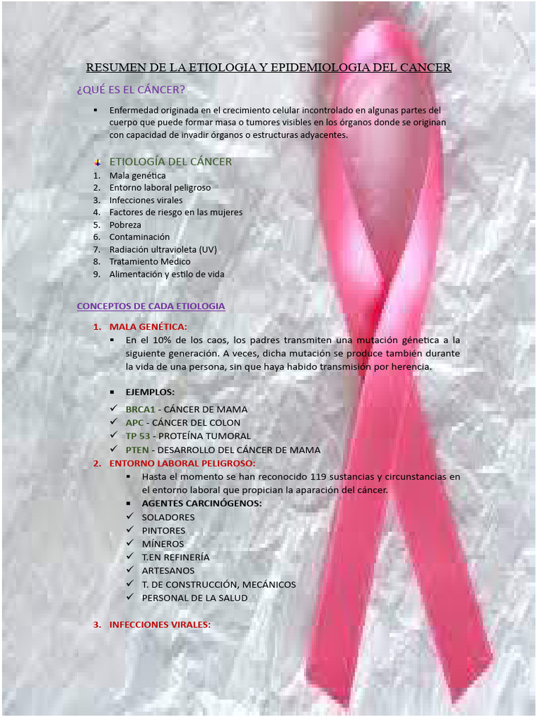 Resumen de La Etiologia y Epidemiologia Del Cancer | PDF