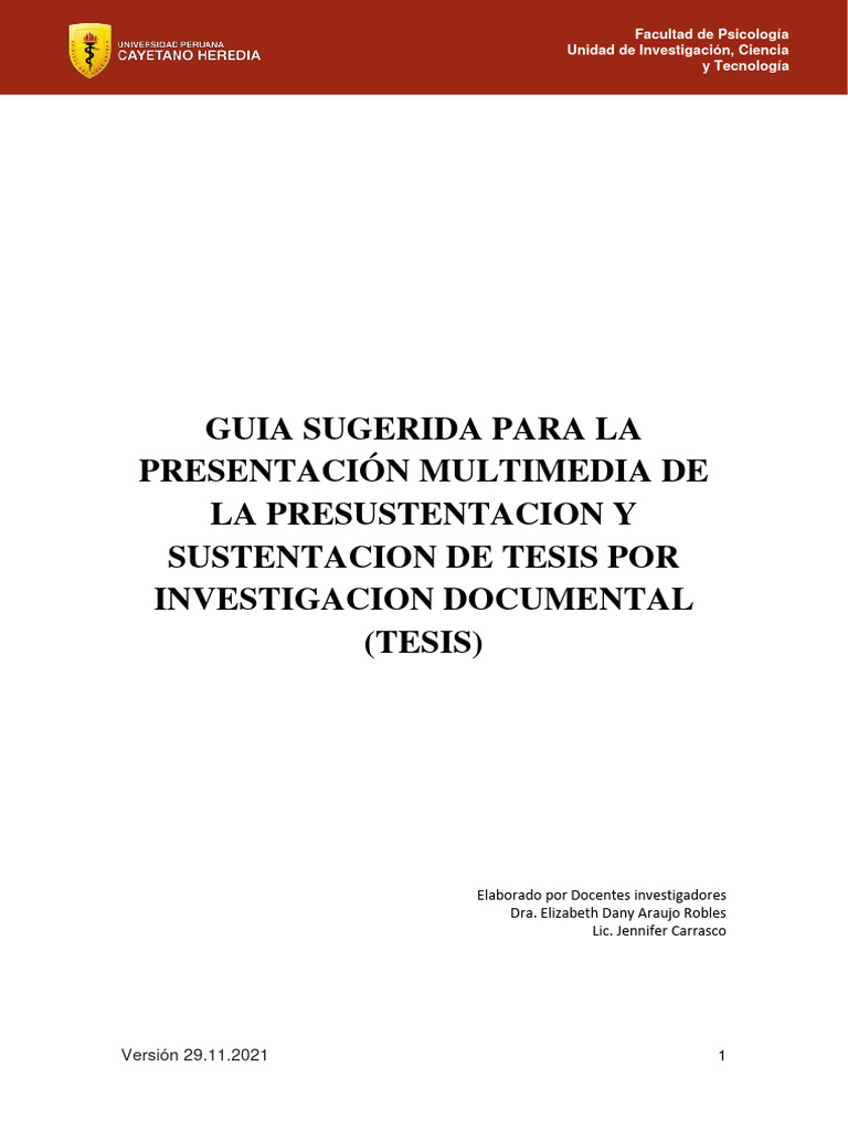 Guia Sugerida para La Presentación Multimedia de La Presustentacion Y ...
