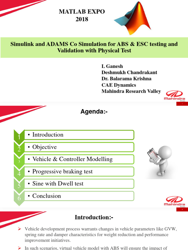 Simulink and Adams Co Simulation For Abs and Esc Testing and Validation ...
