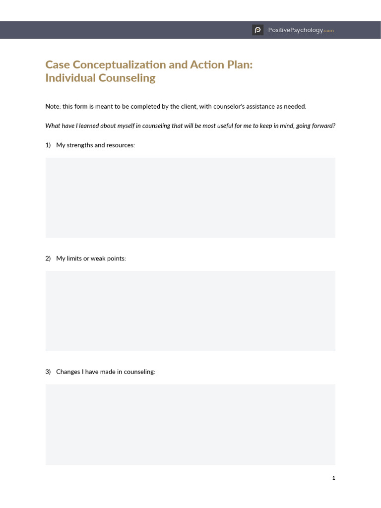 Case Conceptualization And Action Plan Individual Counseling Pdf