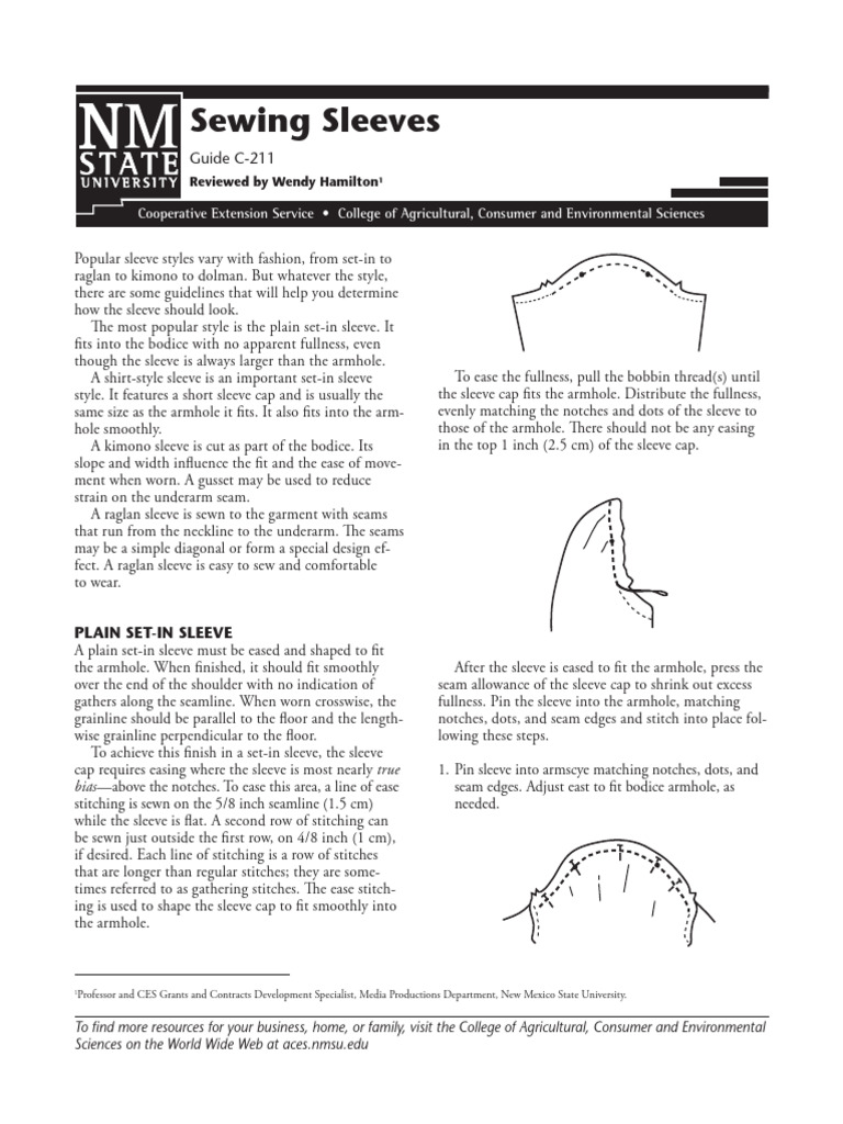 SEWING Sleeves | PDF | Seam (Sewing) | Sewing