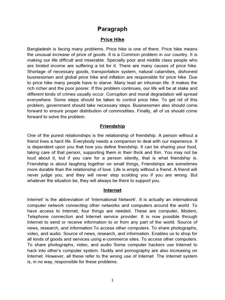 Price Hike Paragraph For JSC Exam | PDF