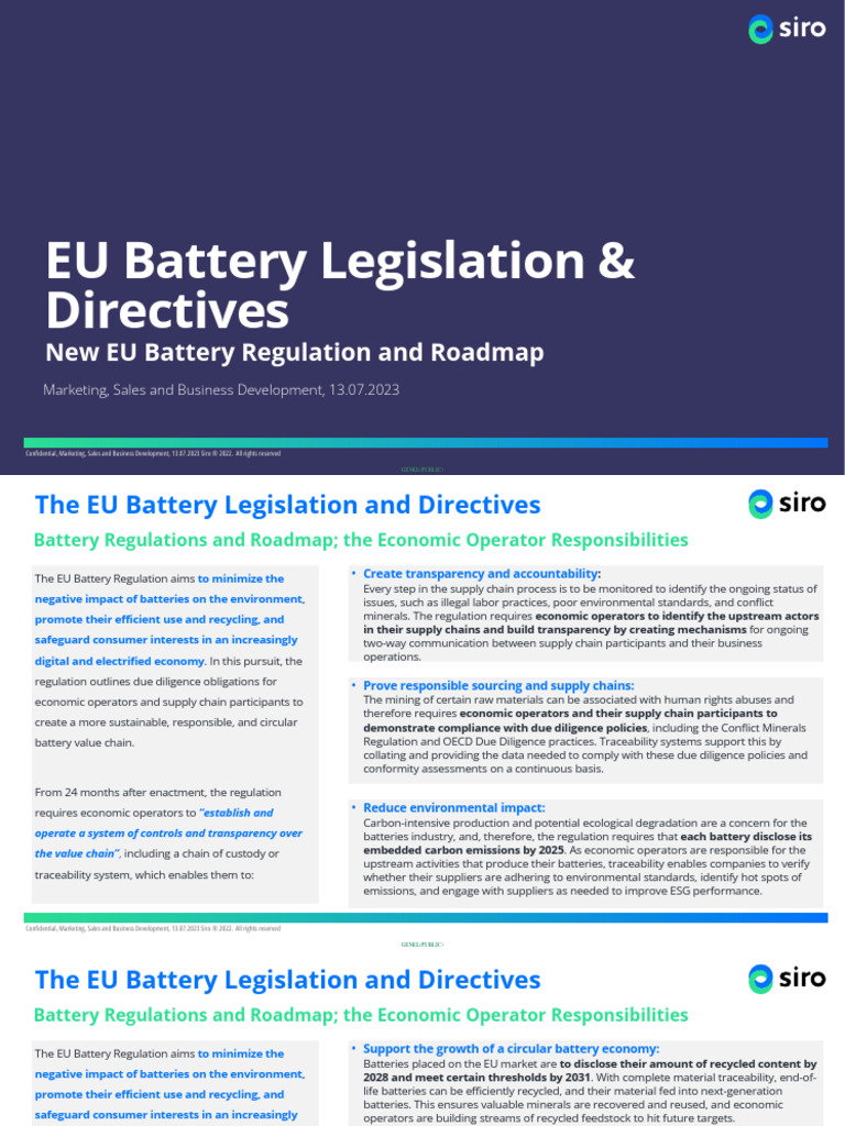 EU Battery Legislations, Requirements and New European Battery ...
